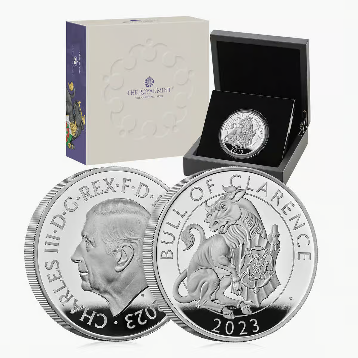 The Royal Tudor Beasts The Bull of Clarence 2023 UK 5oz Silver Proof ...