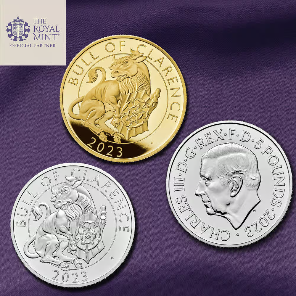 The Royal Tudor Beasts The Bull of Clarence 2023 UK 5oz Silver Proof ...